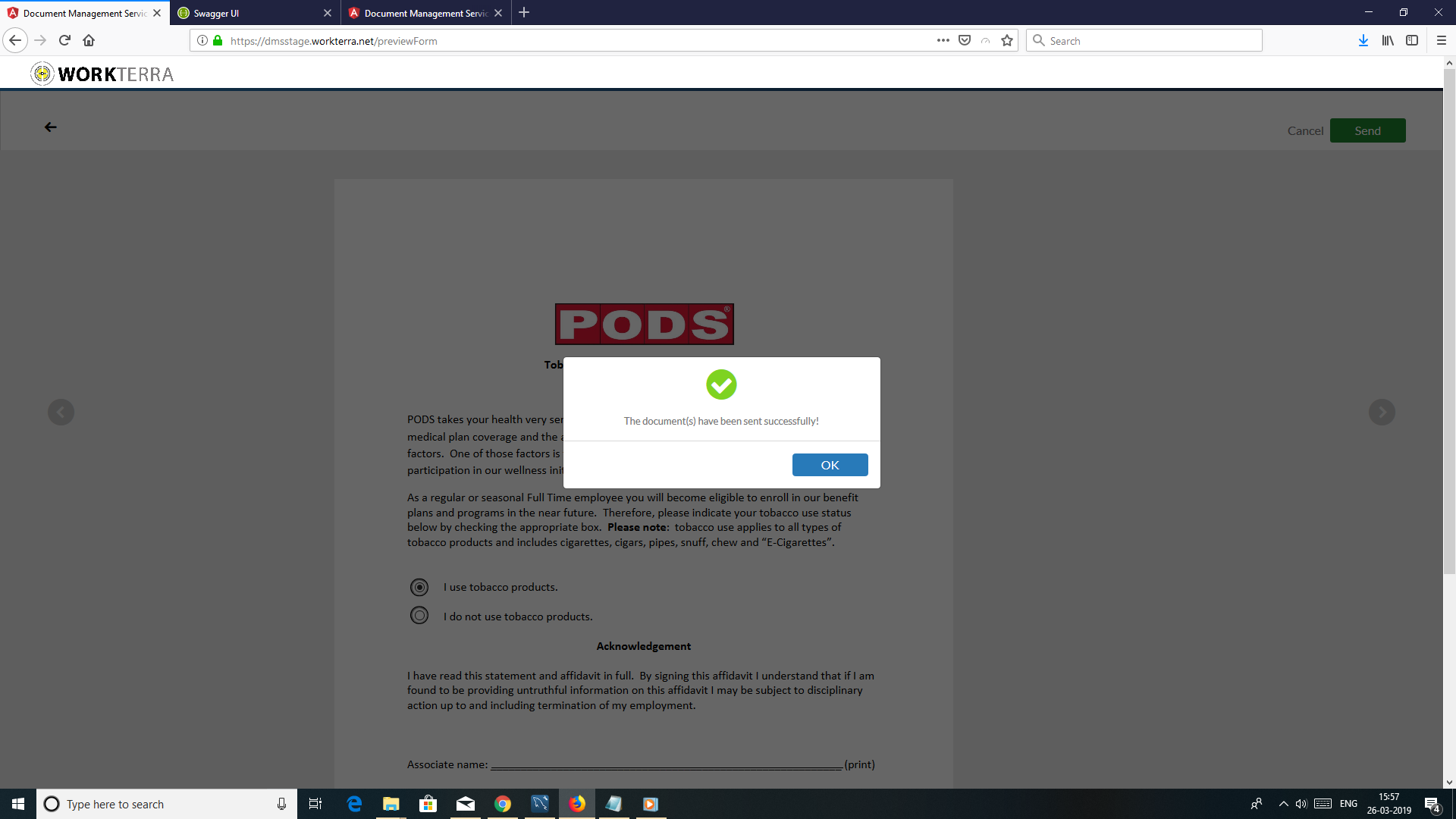 Dms 979 Dms Send Forms Not Getting Send Workterra Jira